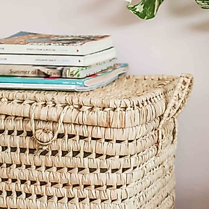 Handmade Wicker Storage Trunk large basket - Palm Leaf Storage Chest Storage Basket (80 cm)