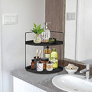 Modesign 2-Tier Bathroom Counter Organizer, Bathroom Corner Storage Shelf, Bathroom Trays for Counter Vanity Organizer, Cosmetic Holder Perfume Makeup Organizer Standing Rack, Kitchen Spice Rack