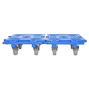Vestil PCS-1626 Plastic Interlocking Dolly with Polypropylene Caster, 250 lbs Capacity, 16” Width x 26” Length x 6-1/2” Height , Deck Height