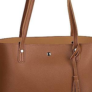 HYRISON Women's Premium Faux Leather Tote Minimalist Handbags Shoulder Top Handles Bag with Tassels and Magnetic Closures