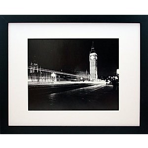 11x14 Black Gallery Picture Frame with 8x10 Mat - Wide Molding - Includes Both Attached Hanging Hardware and Desktop Easel - Display Pictures 8x10 or 11x14