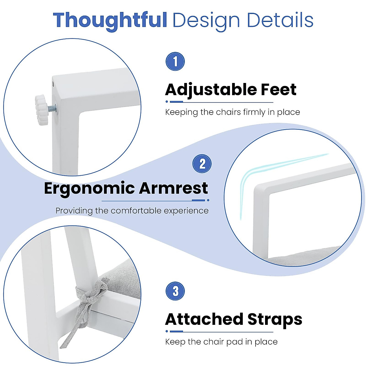 SUNSITT Outdoor Bar Stools Set of 4, All-Weather Aluminum Barstools Bar Height Patio Chairs w/Cushions & Footrest for Backyard Balcony Pool Lawn, White