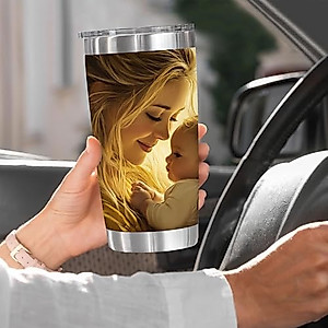 FOCIUZTA 20oz Golden Hair Smile Cute Warm Tumbler with lid, Travel Coffee Cup, Ideal for Easter, Mother Day, and birthday gifts