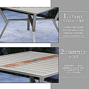 LOKATSE HOME Patio Dining Metal Square Table Outdoor Furniture with 2.1" Umbrella Hole, Steel Legs, Grey