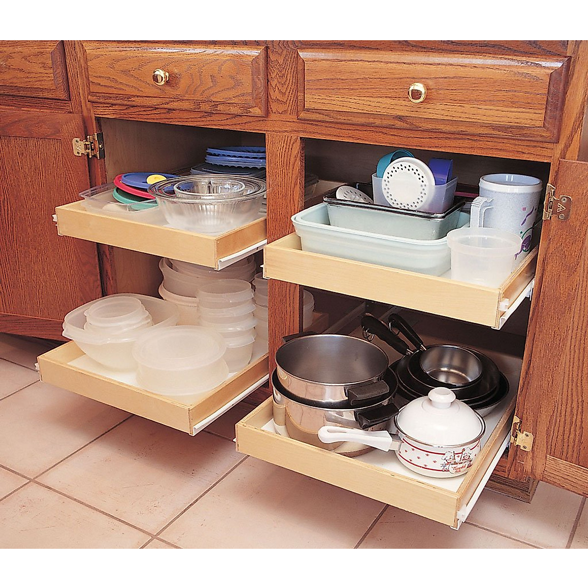 Sliding Pull-Out Shelf for Cabinets (Kitchen Cupboards, Pantry Drawers, Bathroom Storage) 2 3/8" Tall - 3/4 Slides & Base Mounting - Custom Clear Opening Width & Depth: (13", 15.75" (3/4))