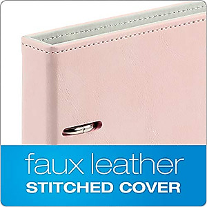 Oxford 6-Ring Professional Notebook, 7 x 9 Inch, Refillable Notebook, Ivory Paper, 100 Sheets, Blush Pink Faux Leather Cover (90005)