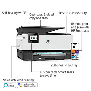 HP OfficeJet Pro 9015 All-in-One Wireless Color Printer, with Smart Home Office Productivity, HP Instant Ink, Works with Alexa (1KR42A)