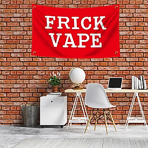 Eksent Banner Red Frick Vape Banner Flag 3x5ft/HD printing/Vibrat Color/150D Polysterfor College Room Dorm With4 Brass Grommets