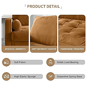 SILKIR Velvet Furniture for Small Spaces, Mid-Century Modern Loveseats for Living Room, Love Seat Couch Sofas, 70 Inches, Ginger