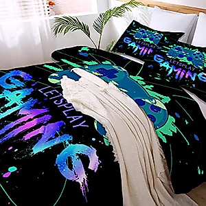 AY-FSshine Gaming Bedding Sets Gamer Room Decor Gamer Comforter Cover for Boys Girls Kids Teens Video Games 2 Piece Twin Size Bed Set-Includes 1 Duvet Cover & 1 Pillowcases(No Comforter)