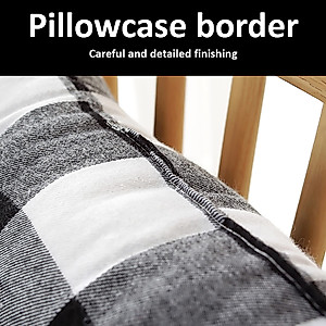 BUENA DECOR Kitchen Chair Cushions with Ties, Set of 2 Buffalo-Checked Dining Pads Seat for Chairs, 17 x inches Buffalo-Plaid Christmas Decoration Home (Black White Big Stripes)