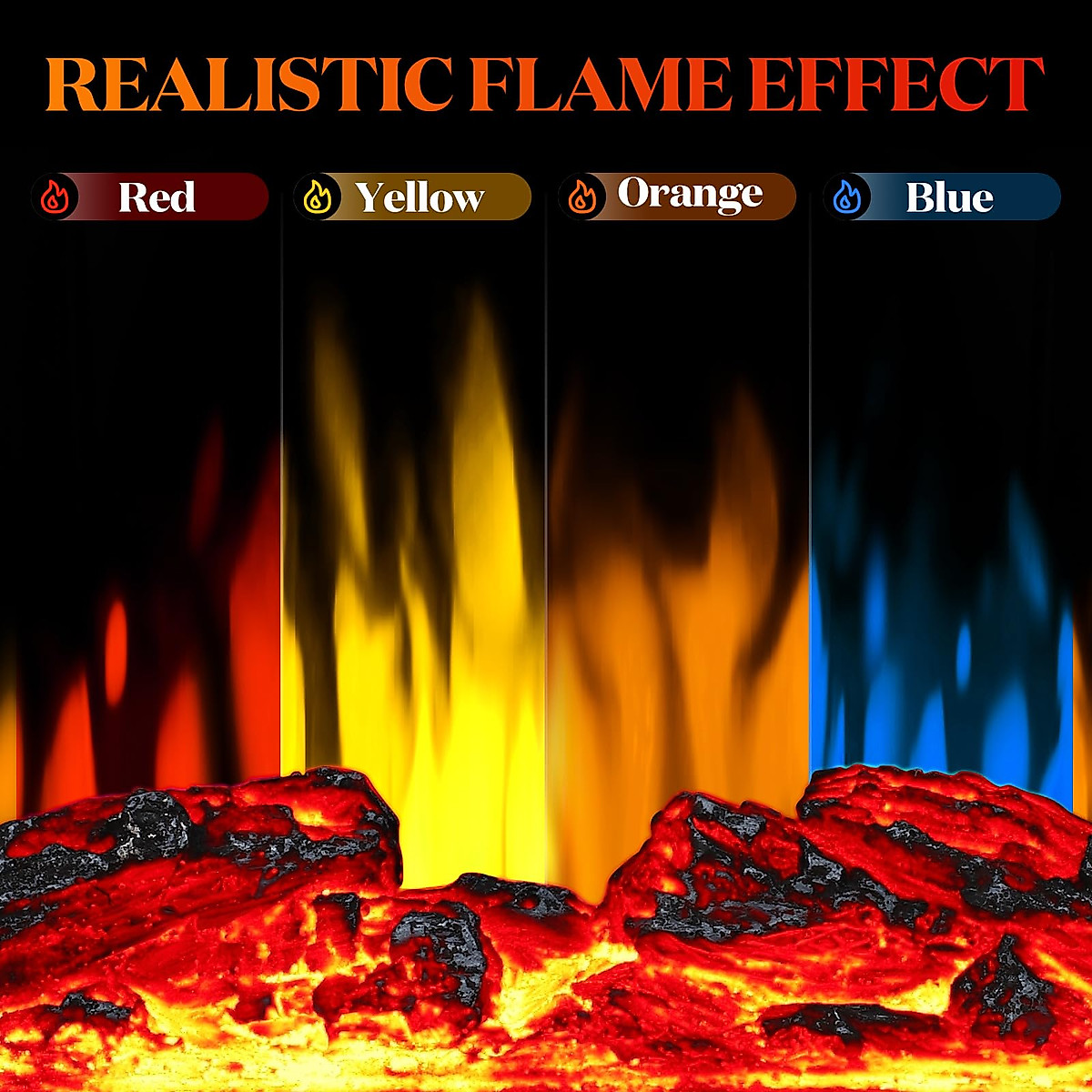 Rintuf Electric Fireplace Heater, 1500W Infrared Fireplace Stove with 3D Flame Effect, 5100BTU Electric Fireplace with Remote Control, Ideal for Indoor Outdoor Home Use