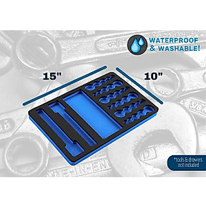 Polar Whale Tool Drawer Organizer Socket Holder Insert Blue and Black Durable Foam Strong Tray 15 x 10 Inches Holds 30 Sockets and More Fits Craftsman Husky Kobalt Milwaukee and Many Others