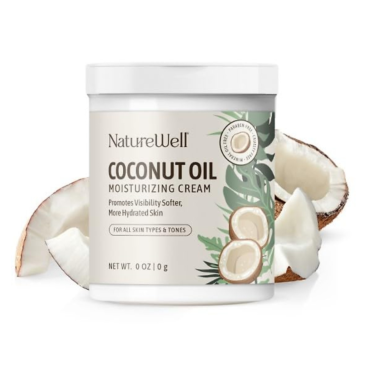 NATURE WELL Extra Virgin Coconut Oil Moisturizing Cream for Face, Body, & Hands, Anti Aging, Firming, Restores Skin's Moisture Barrier, Provides Intense Hydration For Dry & Dull Skin (16 Oz)