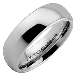 MJ Metals Jewelry 7mm Classic Polished Tungsten Carbide Mirror Finished COMFORT FIT Wedding Band Ring Size 11