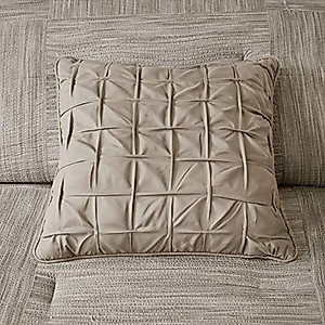 Madison Park Walter Comforter-Luxe Seersucker Print Design All Season Down Alternative Bedding, Matching Shams, Bedskirt, Decorative Pillows, King (104 in x 92 in), Taupe