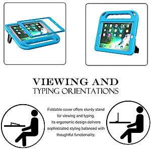 LEDNICEKER Kids Case for iPad 9.7 2018/2017 & iPad Air 2 - [Built-in Screen Protector][Light Weight Handle] Shockproof Stand Case for iPad 9.7 inch 2018(6th Generation) / 2017(5th Gen) - Blue