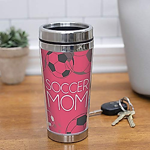 Elanze Designs Soccer Mom Stainless Steel 16 oz Travel Mug with Lid