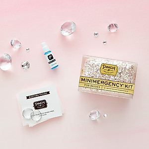 Pinch Provisions Minimergency Kit for Brides, Pink Diamond, Includes 21 Must-Have Emergency Essential Items for Your Big Wedding Day, Compact, Multi-Functional Zipper Pouch, Perfect Survival Kit Gift