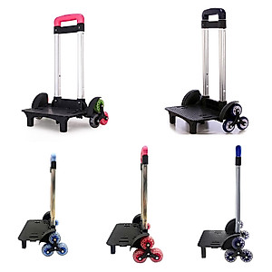 HEYXI Backpack Trolley Foldable Trolley Cart 6 Wheels Rolling-Luggage Carts Aluminium Alloy Luggage Hand Cart for School Bags, 43x27x19cm/16.93x10.63x7.48''(foldable)