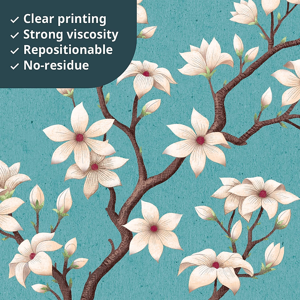 DECOWALL SG4-2213 Oriental Flower Tree Wall Stickers Decals White Cherry Blossom Peel and Stick Bedroom Living Room Flower murals décor Floral Bird Furniture Art Removable Nursery Baby Birch