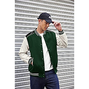 COOFANDY Mens Fashion Varsity Jackets Casual Leather Sleeves College Baseball Bomber Jacket Streetwear