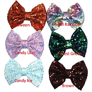 CLGIFT Set of 12 Sequin Bows 5 Inches Large Glitter Bows Wholesale Bows, DIY Fabric Hair Bows - No Clips (Pick Your Own)