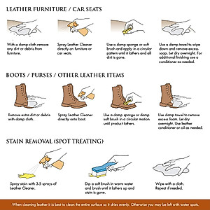 Amazing Leather Cleaner/Conditioner/Deodorizer | Powerful, Natural Enzyme Cleaner | USA Made | Great for Leather & Vinyl, Furniture, Boots, Purses, Clothing & More Removes Stains Spray & Wipe (16oz)