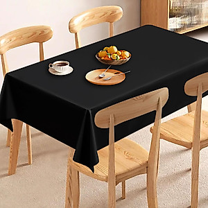 ZGORENDZ 2 Pack Rectangle Tablecloths 54 x 108 Inch Water Resistant Tablecloths Disposable Fabric Table Cover for Dining Table, Buffet Party and Camping, Black