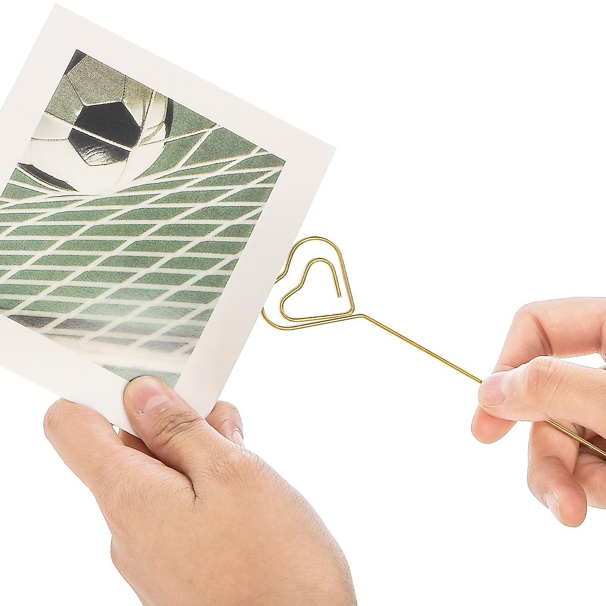 Mezchi 100 Pcs Metal Wire Floral Picks, 13 Inch Gold Place Card Holder Stand Picks, 10 Styles Wire Photo Menu Note Holder, Gift Card Holder for Wedding and Party Favor