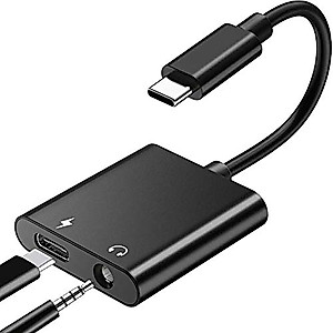 Earphone USB-C Headphone Adapter 3.5mm Jack Charger Port Splitter Mic Support Hands-Free Type-C Headset Adaptor X1G Compatible with Samsung Galaxy S20 S21 S22 Ultra Plus Z Flip Note 10 20 Plus Fold