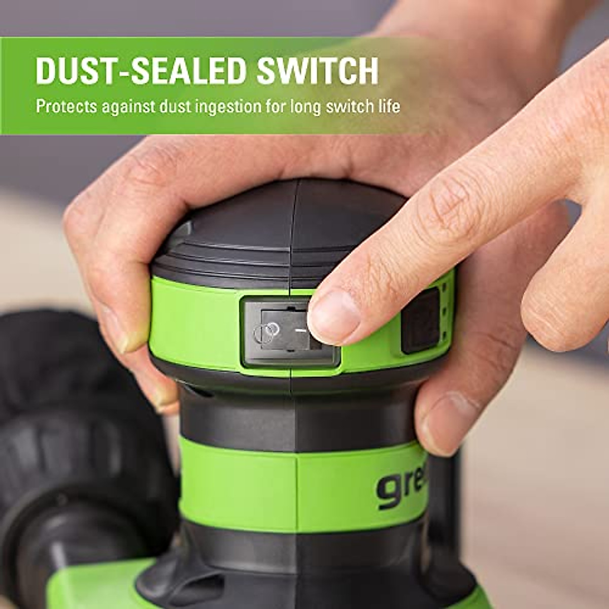Greenworks 24V Orbital Sander Kit, 5" Random Sander Variable Speed, 2Ah Battery and Charger Included