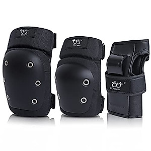 TXJ Sports Adult/Youth Knee Pads Wrist Guards with Elbow Pads Protective Gear Set for Skating Roller Inline Skating Derby Rollerblading Cycling bike scooter
