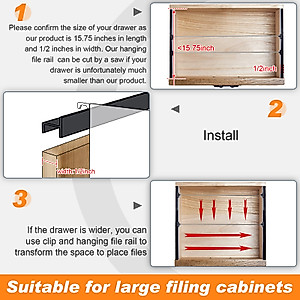 14 Pcs File Cabinet Rails Set 1/2 Drawer Sides File Rails Hanging File Rail Clips PVC Storage File Folder Plastic Clips for File Drawer Holder Organizer (Plastic)