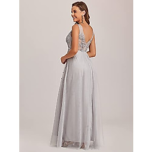 Ever-Pretty Women's Sleeveless Lace Wedding Guest Dress for Women Grey US10