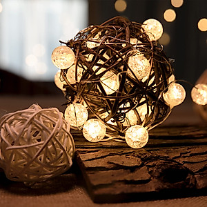 HuTools Globe String Lights for Bedroom, Decorative Christmas Lights, Crystal Crackle Ball Lights 10Ft 30 LED Soft White Battery Operated Fairy Lights Perfect for Valentine's Day Decor
