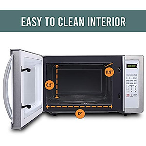 Farberware Countertop Microwave 1000 Watts, 1.1 cu ft - Microwave Oven With LED Lighting and Child Lock - Perfect for Apartments and Dorms - Easy Clean White, Platinum