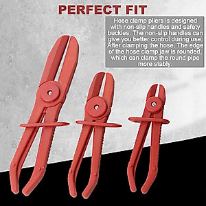 PETCHOR Plastic Hose Clamp Pliers, 6 Pack 3 Size Line Pinch Clamps Set, Flexible Hose Clamps Pliers Kit for Flexible Hoses Fuel Hoses Gas Lines Brake Hoses Radiator Hoses Coolant Hoses, Red