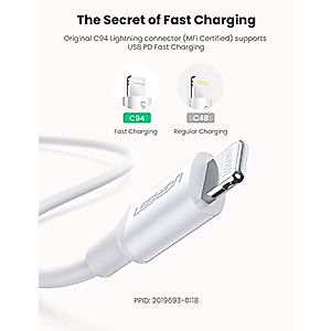 UGREEN 20W USB C Fast Charger with 3FT USB C to Lightning Cable MFi Certified Charging Cable, Foldable Charger Compatible for iPhone 14/13/12, iPad, AirPods Pro, and More