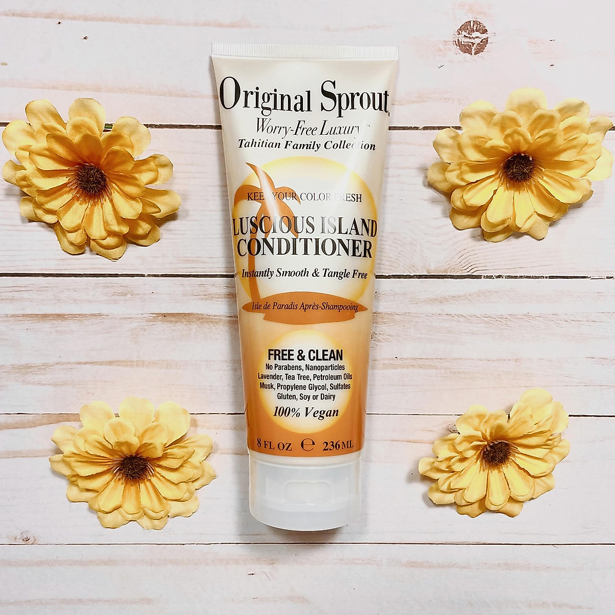 Original Sprout Tahitian Conditioner for Color-Treated Hair, Vegan, 8 oz. Bottle