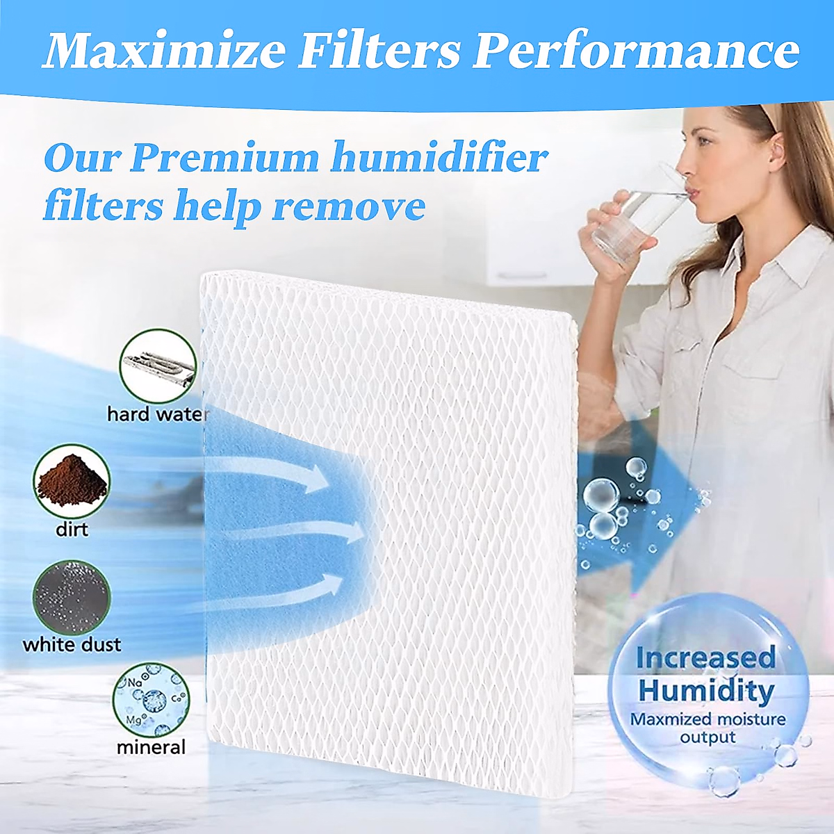 getalong HFT600 Humidifier Filter T Compatible for Honeywell HEV620 & HEV615 Series,Part HFT600T HFT600PDQ,6 Pack