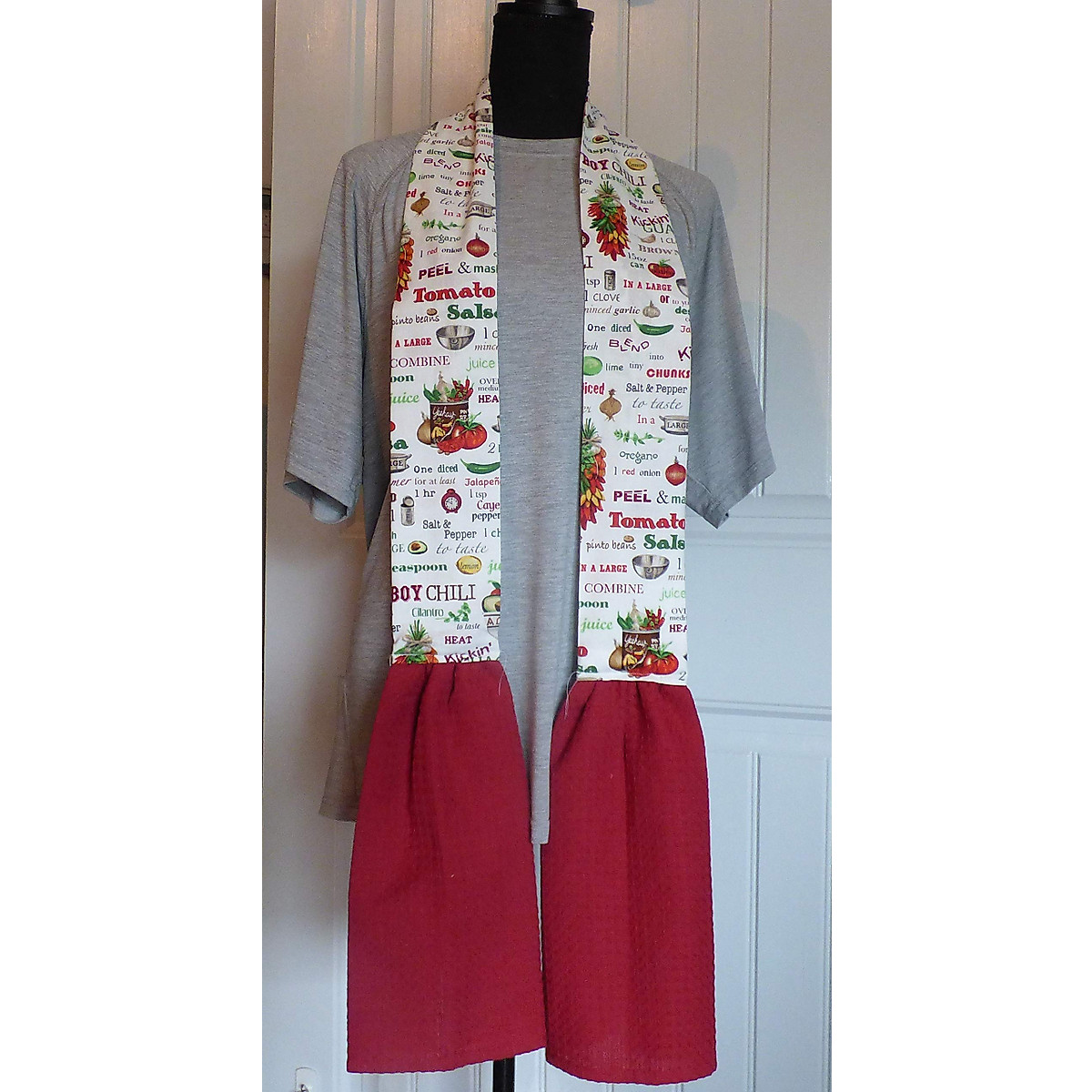 Chili Recipe Kitchen Boa with Red Towel, Neck Apron, Neck Towel, Kitchen Scarf, Chef's Towel, Gifts under $25, Ships Same/Next Day!