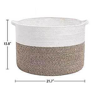 INDRESSME Large Grey Cotton Blanket Basket & XXXL Large Baby Laundry Basket Toys Storage Bin (Set of 2)