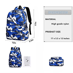 Lmwzh Backpack For Boys Girls Elementary Waterproof teen School Bags Kids Bookbag Lightweight Camo Blue（2023 Model）