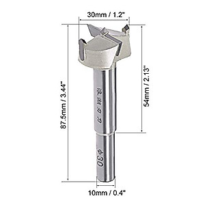 uxcell Forstner Drill Bits 30mm, Tungsten Carbide Wood Hole Saw Auger Opener, Woodworking Hinge Hole Drilling Boring Bit Cutter (Beige, Silver Tone)