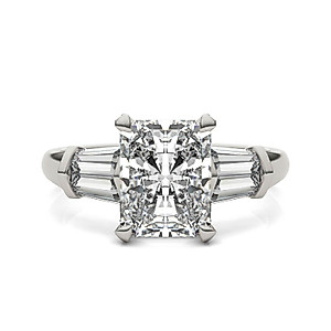 14K White Gold Forever One Colorless 9x7mm Radiant Moissanite Engagement Ring-size 5.25 3.61cttw DEW by Charles & Colvard