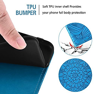 Asuwish Compatible with Oppo Realme 7 Pro Wallet Case and Tempered Glass Screen Protector Card Holder Stand Magnetic Wrist Strap Detachable PU Leather Flip Phone Cover for Realme7 7Pro Women Men Blue