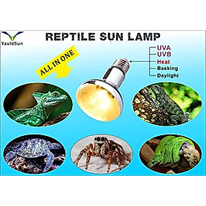 YauldSun 100W UVB UVA Reptile Basking Heat Light Bulbs Self-Ballasted UV Sun Lamp for Bearded Dragon Lizard Tortoise Turtle Amphibian 1 Pack