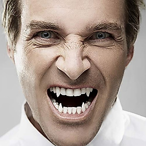 4 Pairs Halloween Vampire Teeth,1Pieces Upgraded Teeth Pellets Adhesive,4 Difference Size Fangs Fake Teeth for Halloween Party Cosplay Prop Decoration