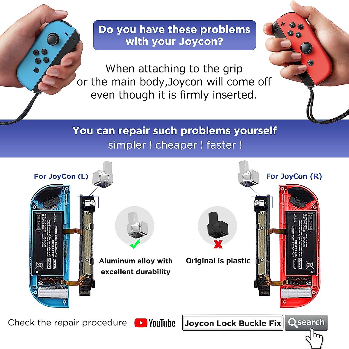 GeeRic, Joycon Joystick Replacement, 34 PCS Joycon Repair Kit Compatible with Switch OLED, Joycon Repair Kit Joystick Replacement Parts Set Compatible with Switch
